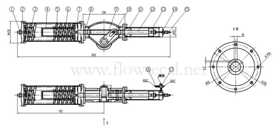 Y-type spring return hydraulic actuator - 杭州孚罗泰自控阀门有限公司